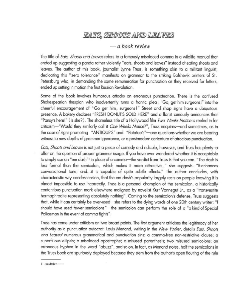 Eats, Shoots, and Leaves | PDF