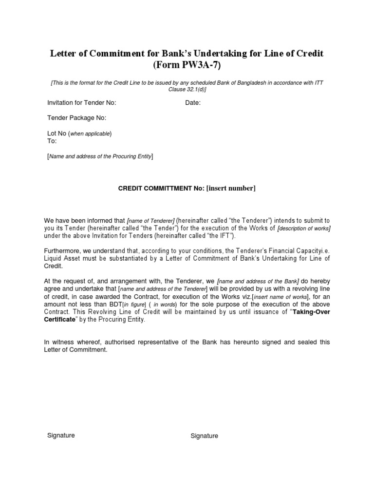 Credit Commitment Format | PDF | Business | Finance & Money Management