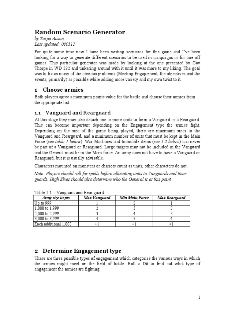 Random Scenario Generator | PDF | Battles | Military