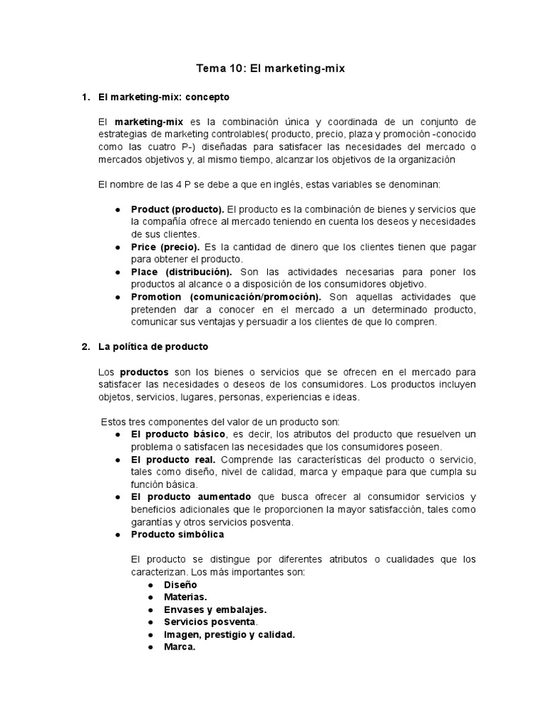 Marketing Mix) | PDF | Producto (Negocio) | Marketing