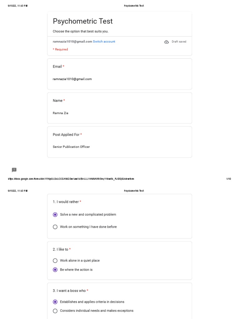 Psychometric Test | PDF | Psychometrics | Thought