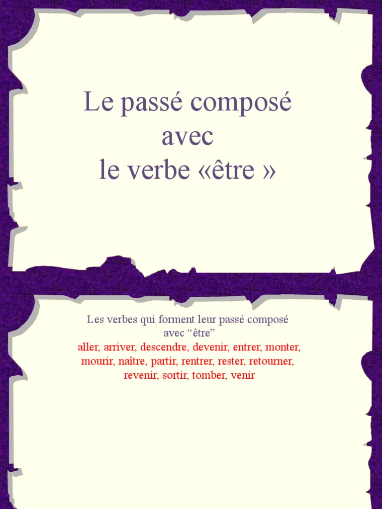 Formation du passé composé avec être | PDF | Arts du langage et ...