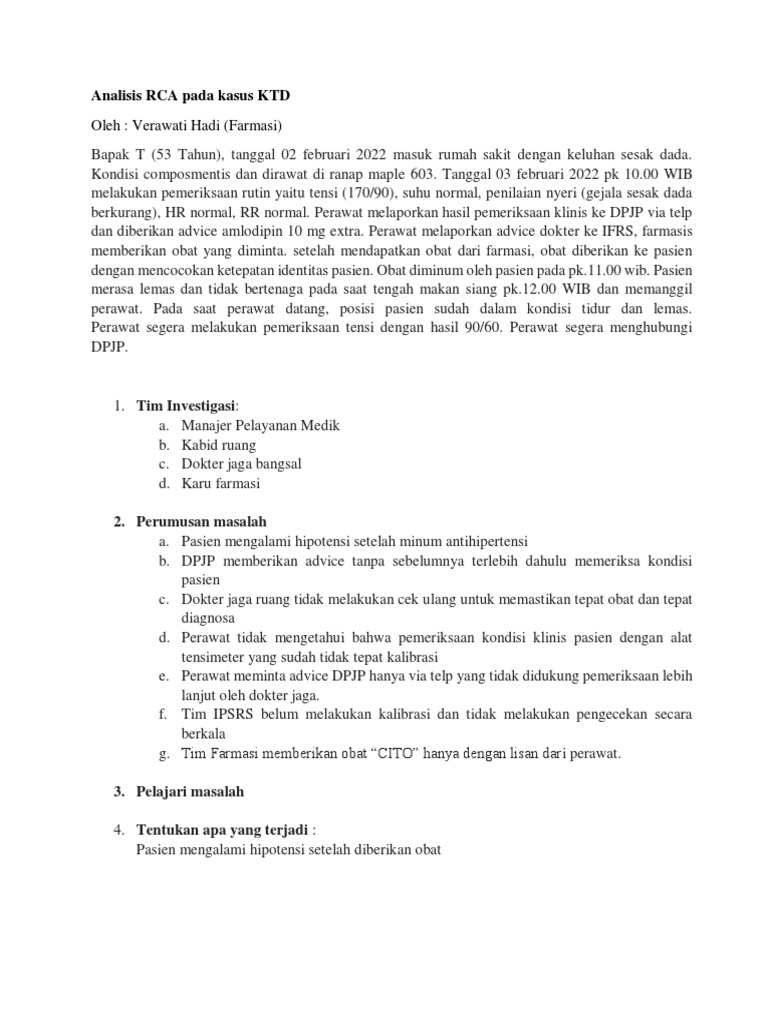 Vera - Analisis RCA Pada Kasus KTD | PDF
