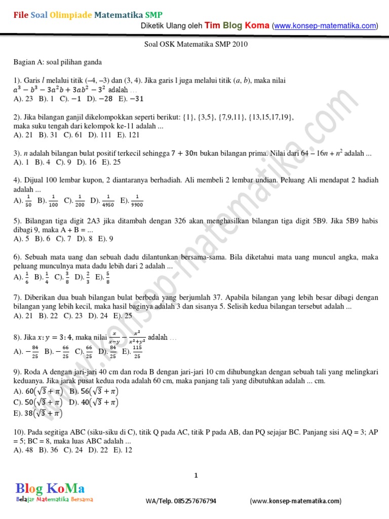 2010 Soal Osk Matik SMP | PDF