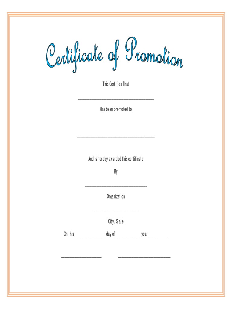 Certificate of Promotion | PDF | Finance & Money Management