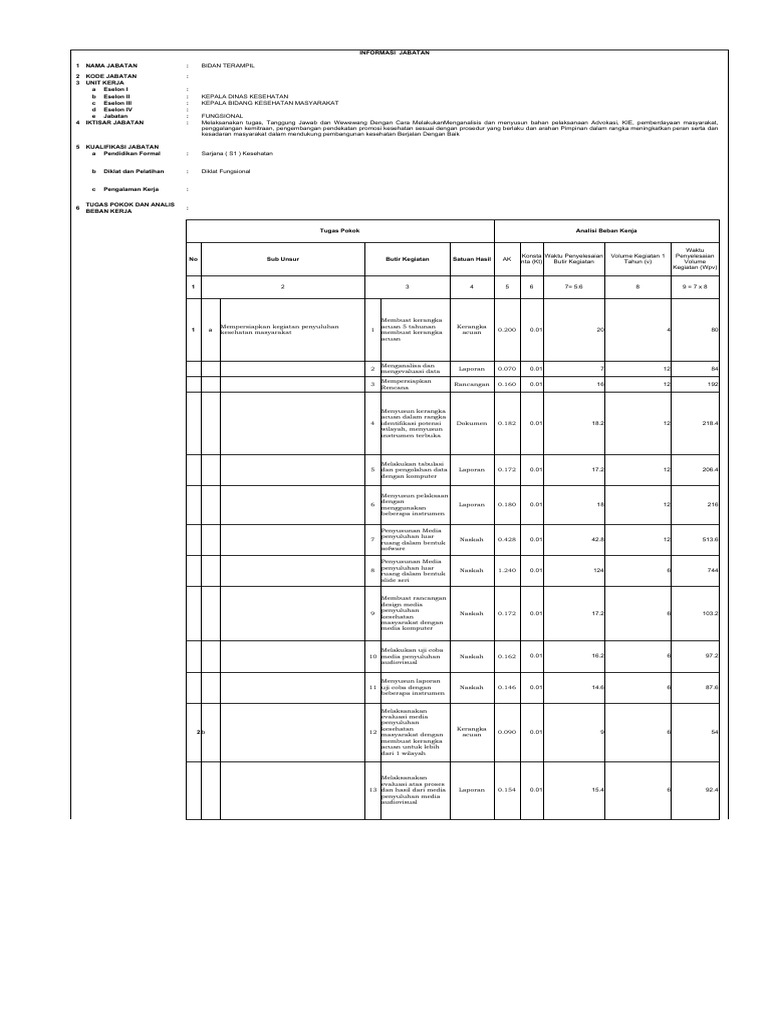 Format Penyusunan Anjab JF Ok | PDF