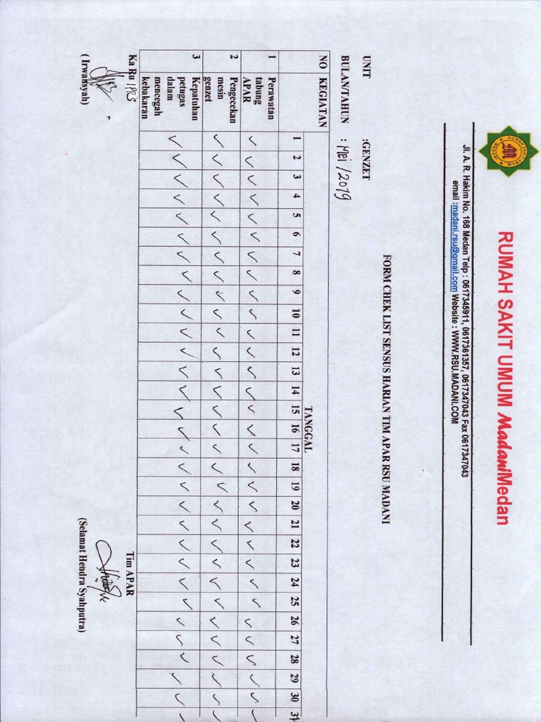 FORM CEKLIS APAR | PDF
