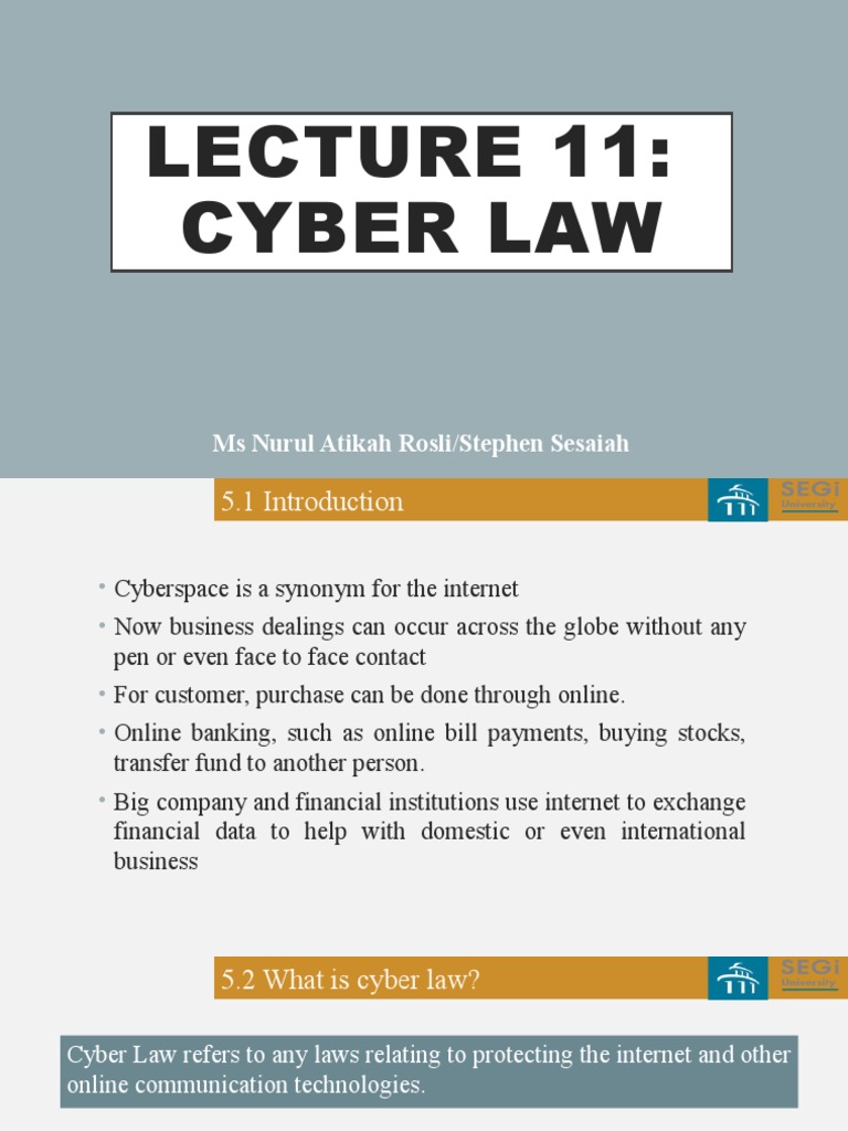 Topic 5 Cyber Law (1) (Lecrture 9) | PDF | Defamation | Theft