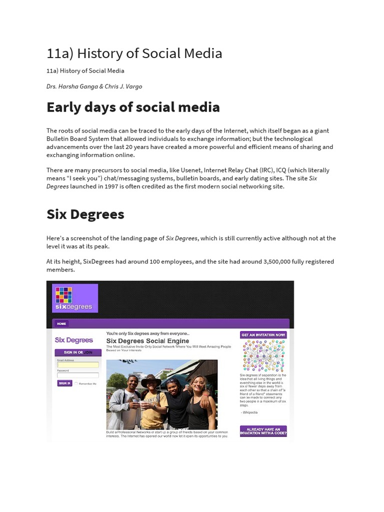 History of Social Media | PDF | Social Media | Popular Culture & Media ...