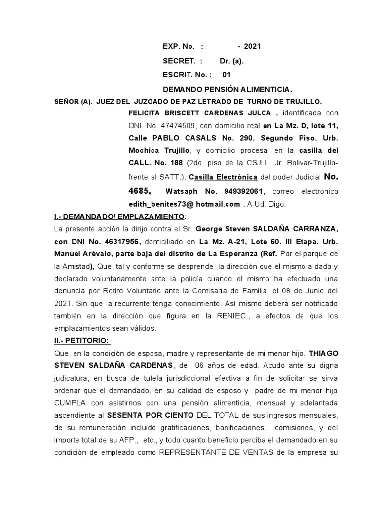 Demanda de Alimentos | PDF