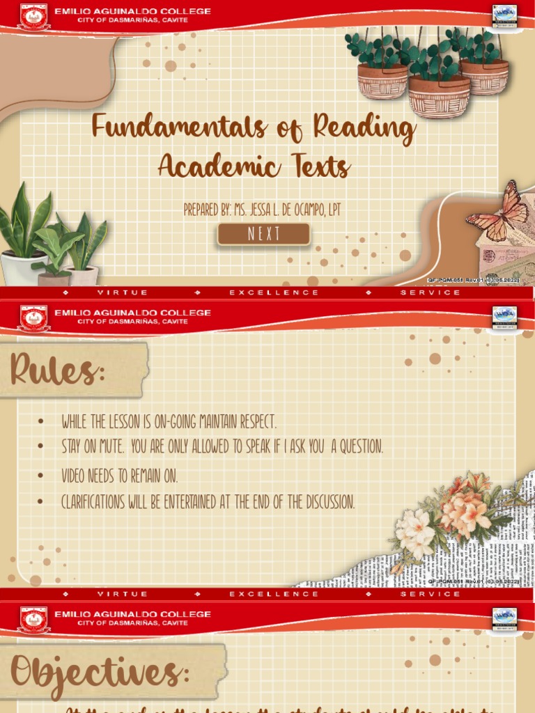 Fundamentals of Reading Academic Texts | PDF | Learning | Cognition