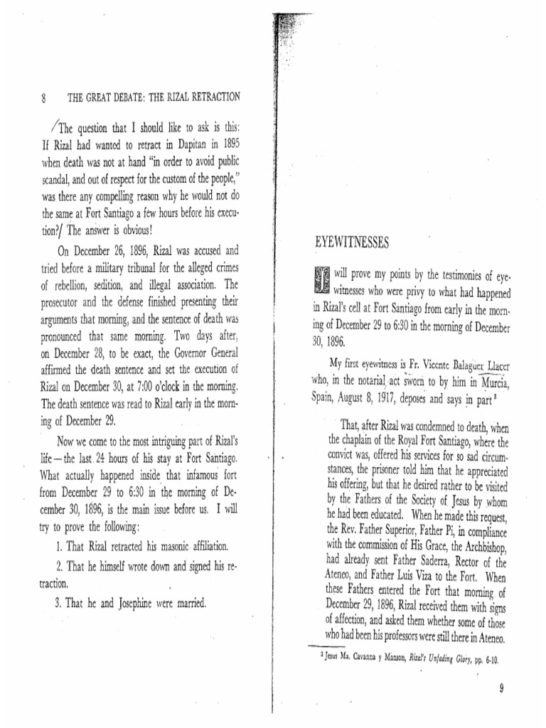 The Great Debate Rizal Retraction | PDF