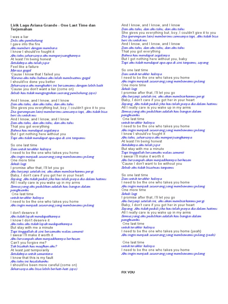 Lirik Lagu Ariana Grande | PDF