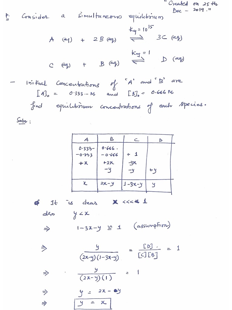 Simultaneous Equilibrium Approximate Calculation Pdf