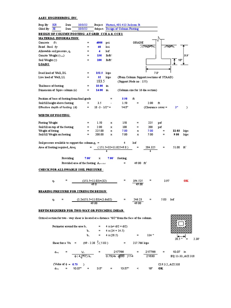 Wall Footing Calculations | PDF | Building | Building Materials