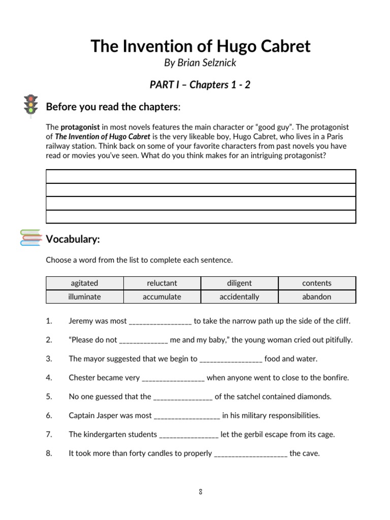 The Invention of Hugo Cabret Novel Study Review | PDF | Language Arts ...