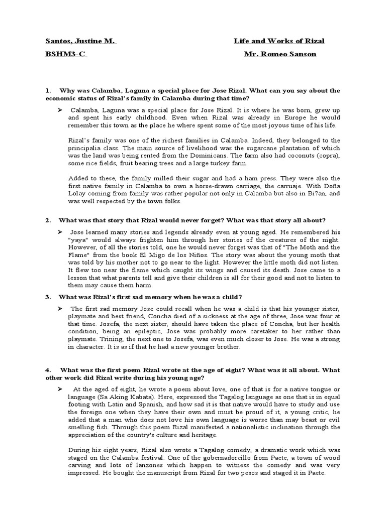 Life and Works of Rizal - Assignment 2 | PDF