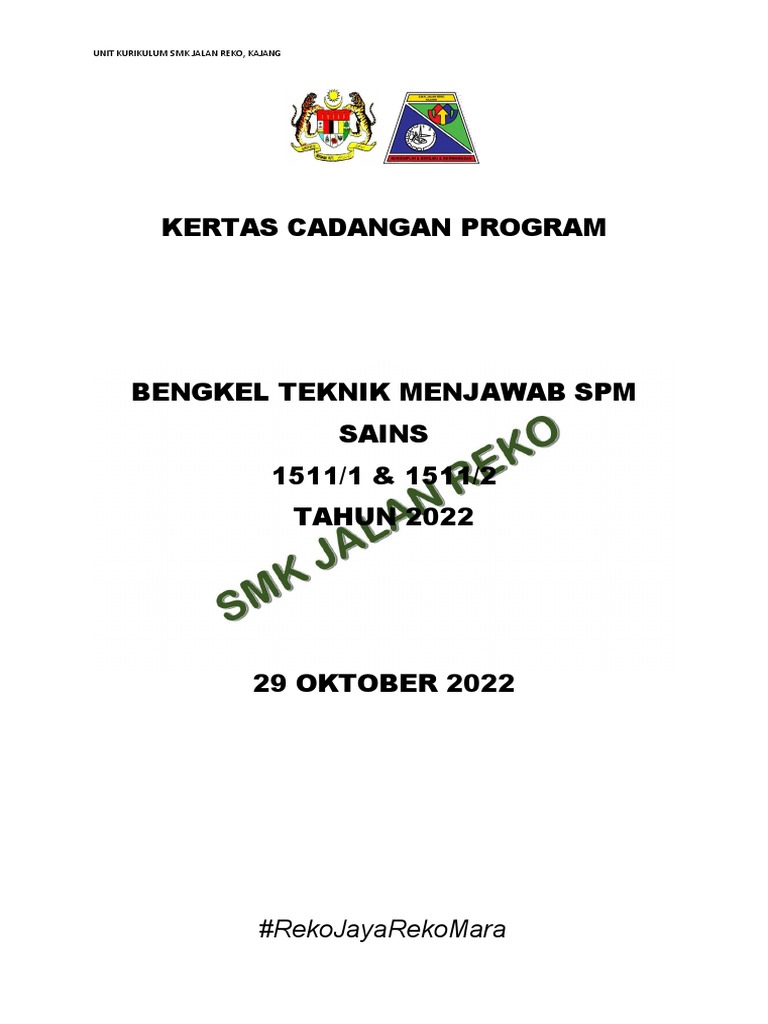 KERTAS KERJA TEKNIK MENJAWAB Sains SPM 2022 | PDF