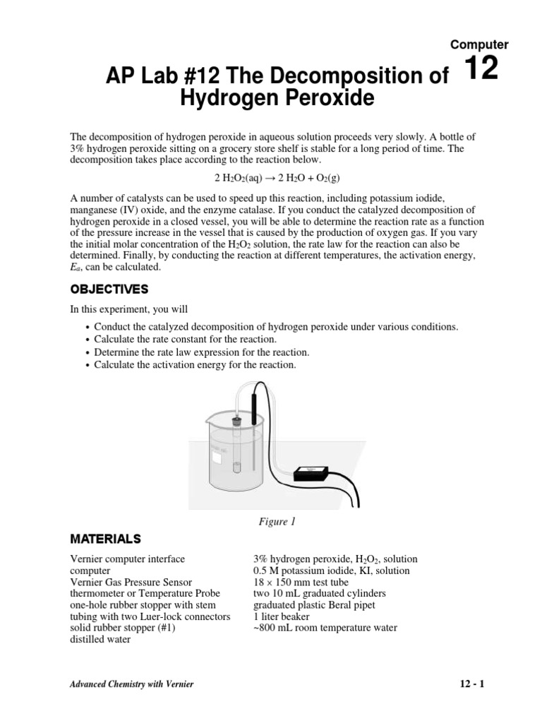 Hydrogen Peroxide Decomposition Lab | PDF | Hydrogen Peroxide ...