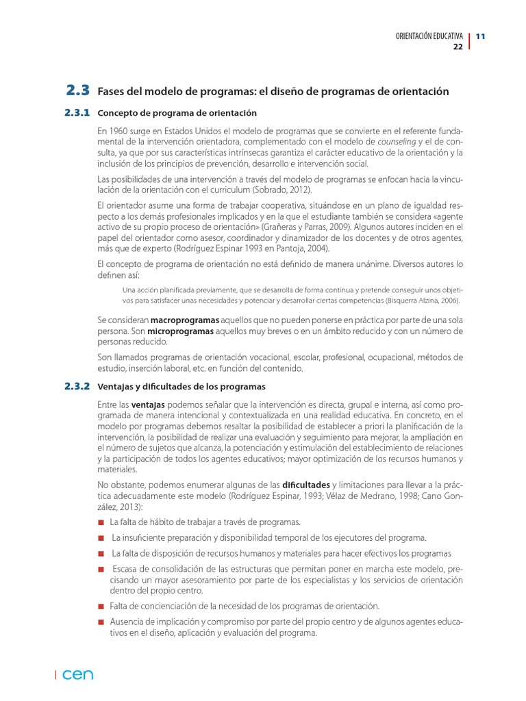 Fases Del Modelo de Programas: El Diseño de Programas de Orientación ...