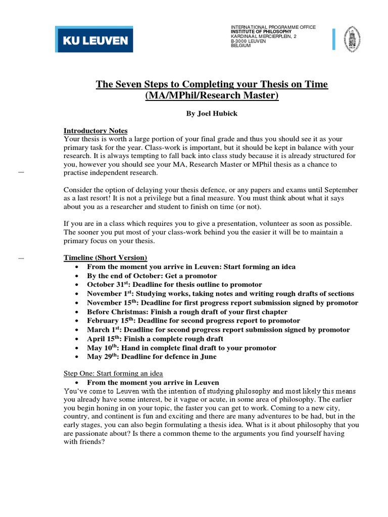 The Seven Steps to Completing Your Philosophy Thesis on Time: A Guide ...