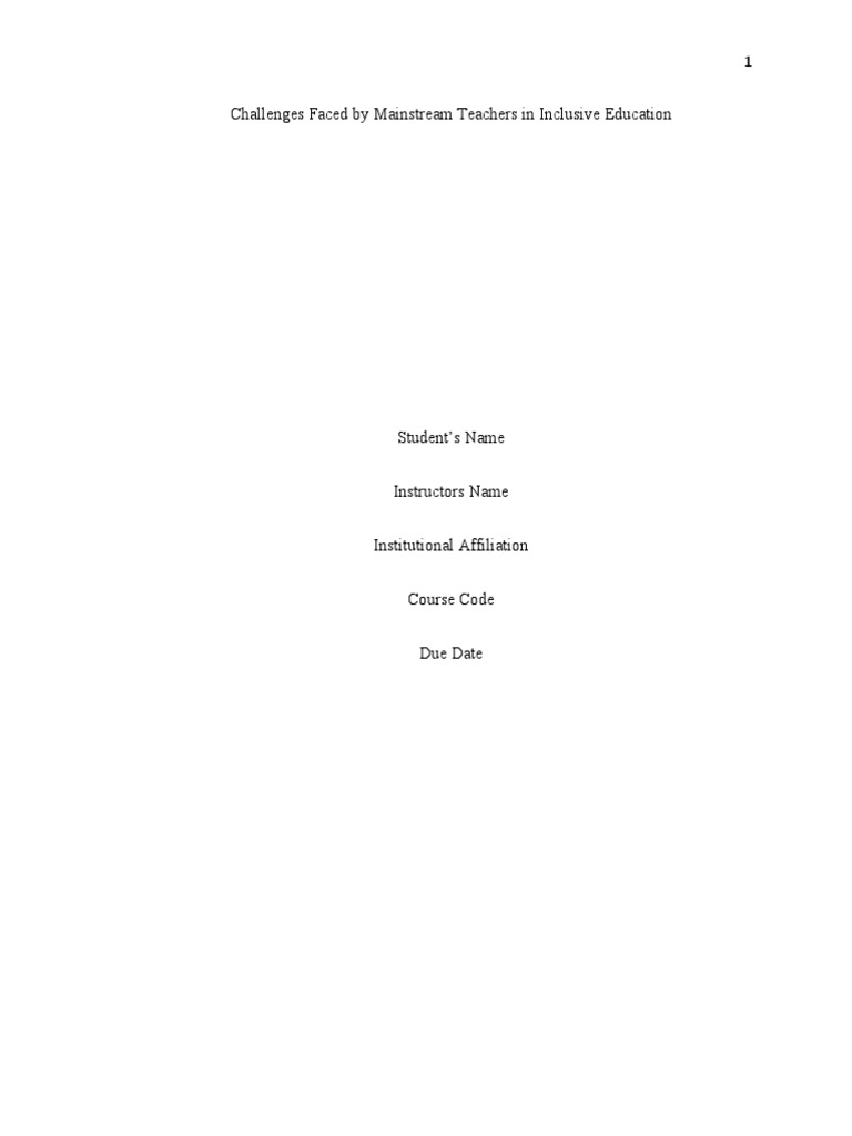 Challenges Faced by Mainstream Teachers in Inclusive Education - Edited ...