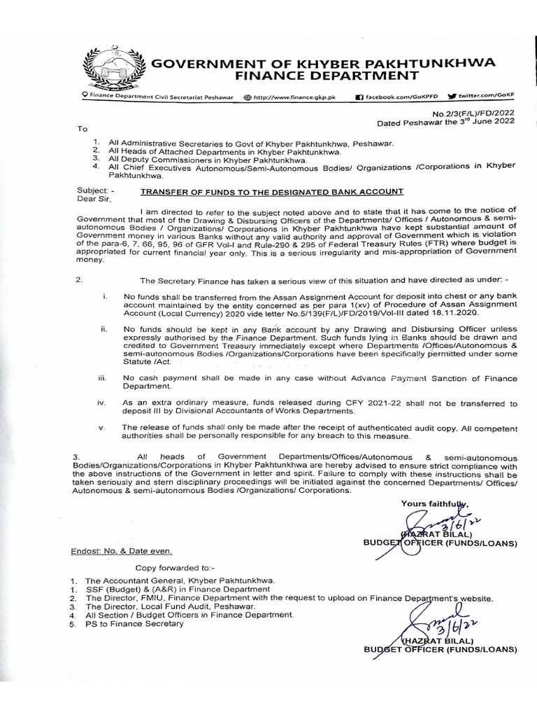 Transfer of Funds To The Designated Bank Account | PDF