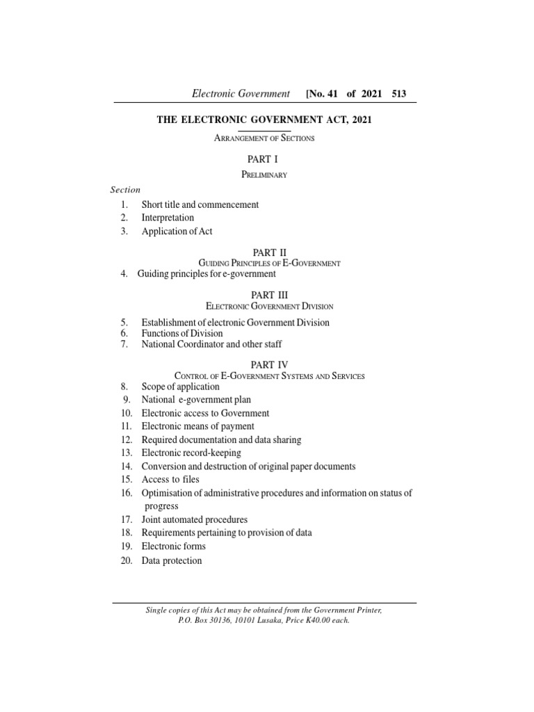 Act No. 41 OF 2021, THE ELECTRONIC GOVERNMENT ACT, 2021 - 0 | Download ...