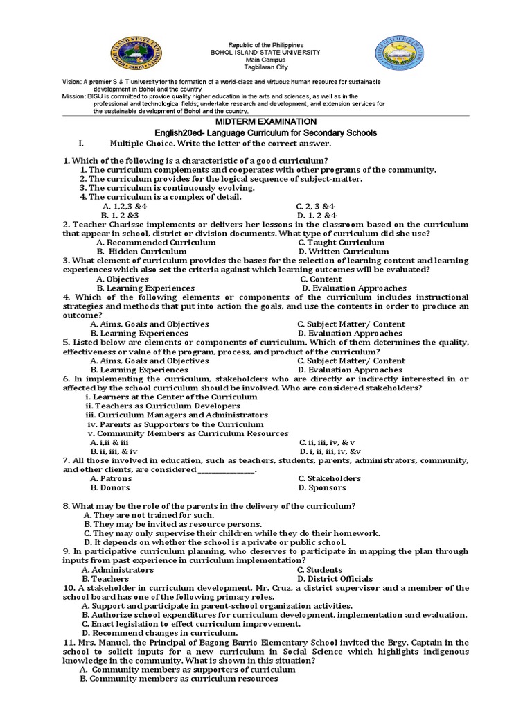 midterm-examination-on-the-english-language-curriculum-for-secondary
