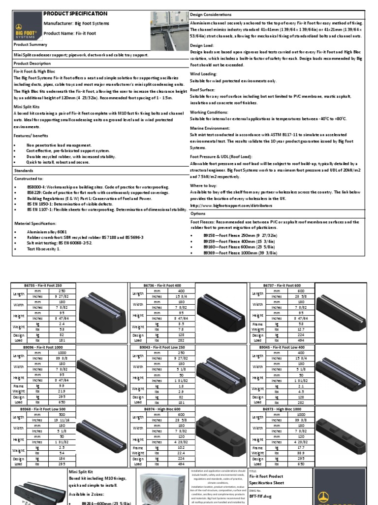 Mini Split Kit Fix-it-Foot-Spec | PDF | Inch | Roof
