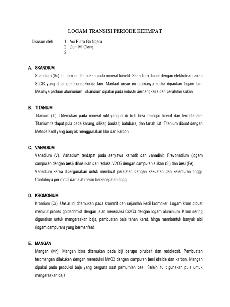 Logam Transisi Periode Keempat | PDF