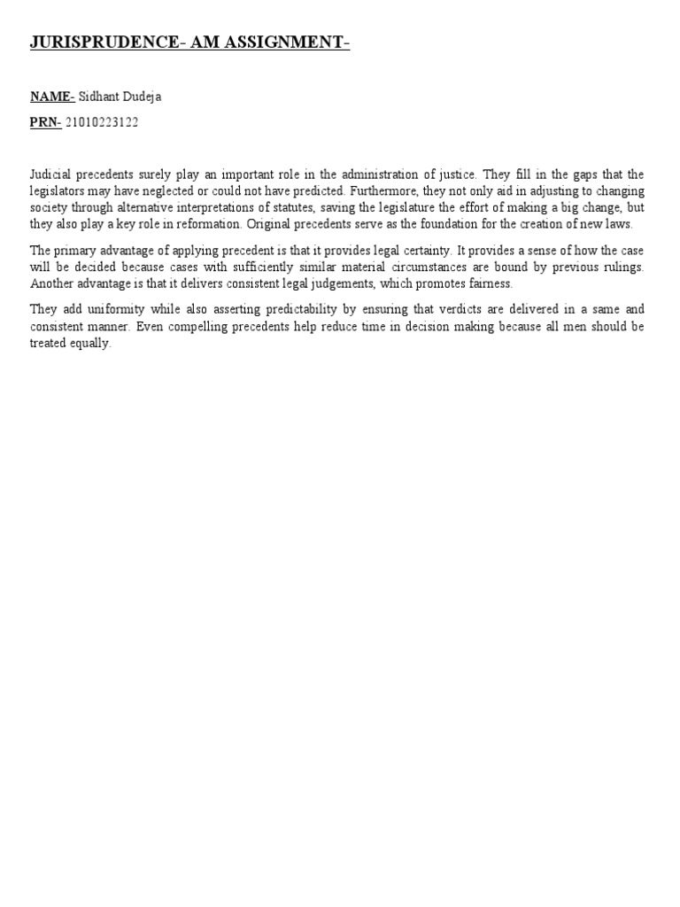 Jurisprudence - Am Assignment | PDF