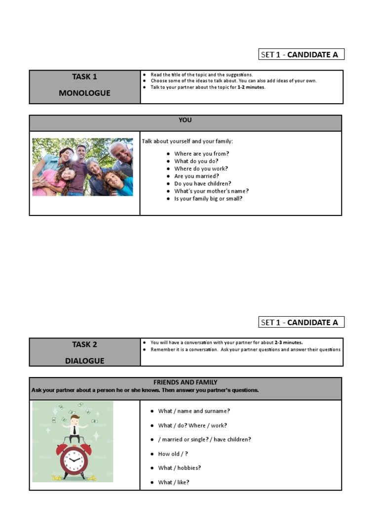 1a2 Oral Expression Cards | PDF | Meal | Lunch