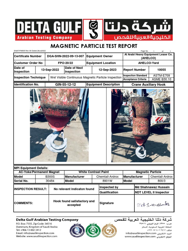 Crane Auxiliary Hooks Reports | Download Free PDF | Nondestructive ...
