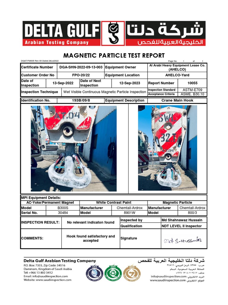 Crane Main Hooks Reports | PDF | Nondestructive Testing | Mechanical ...