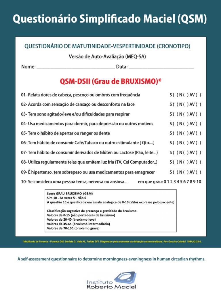 Questionario Simplificado Maciel Qsm Bruxismo Pdf