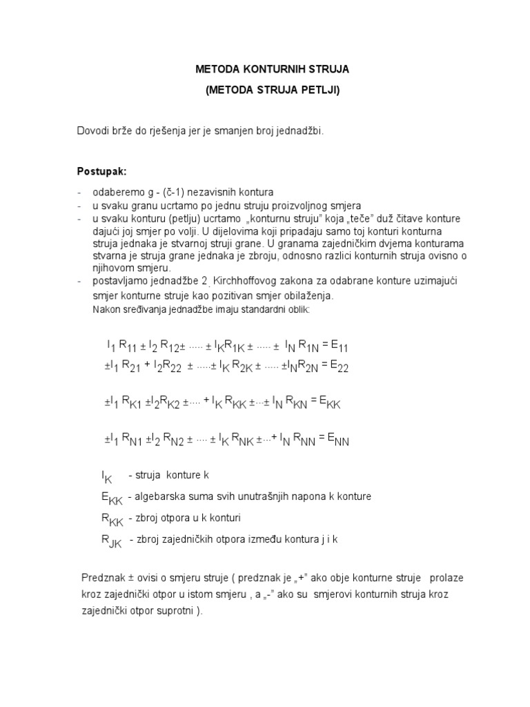 Metoda Konturnih Struja | PDF