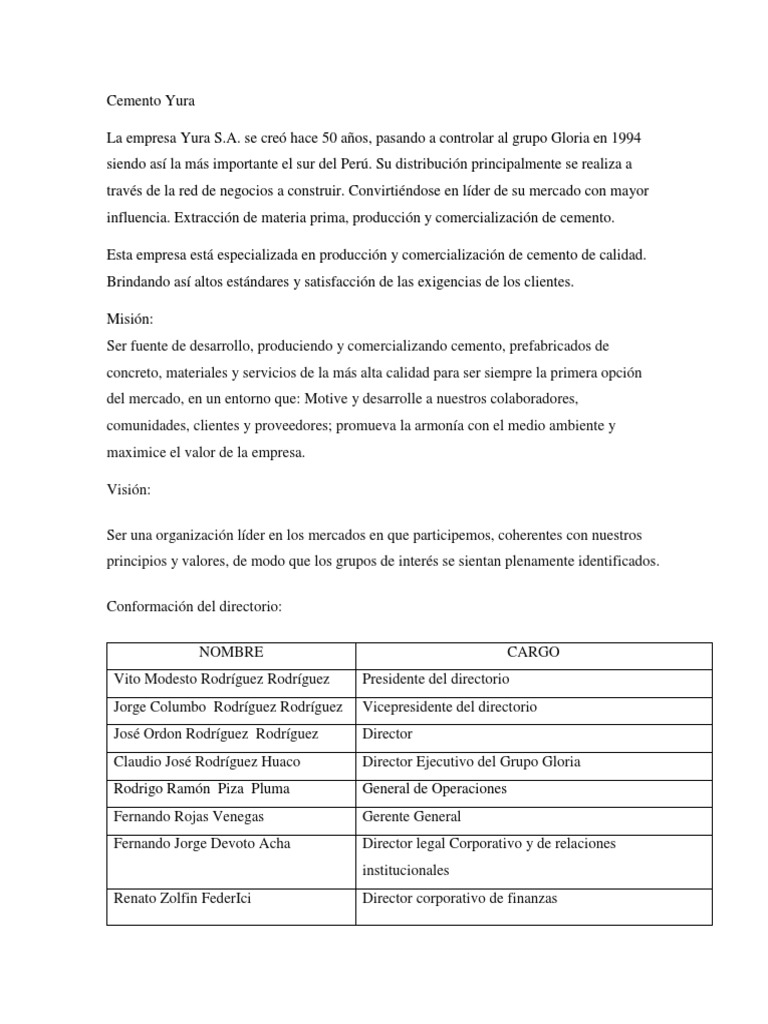 Cemento Yura | PDF | Business | Cemento