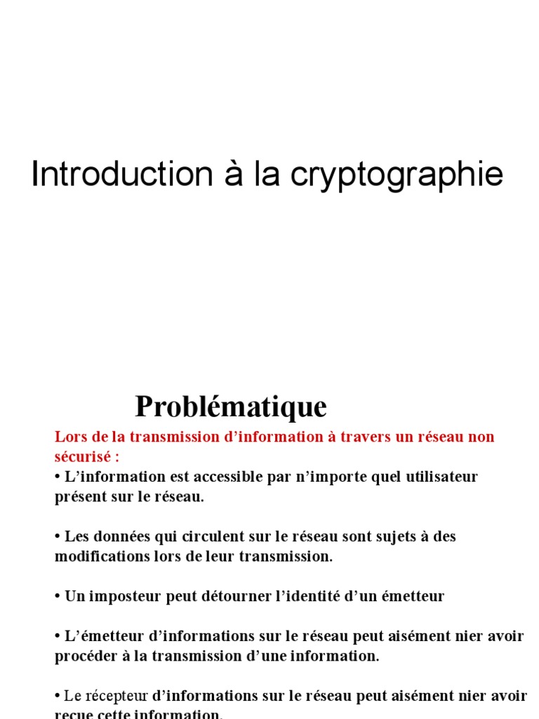 chapitreII Introduction Cryptographie | PDF | Public-key cryptography | Cryptage