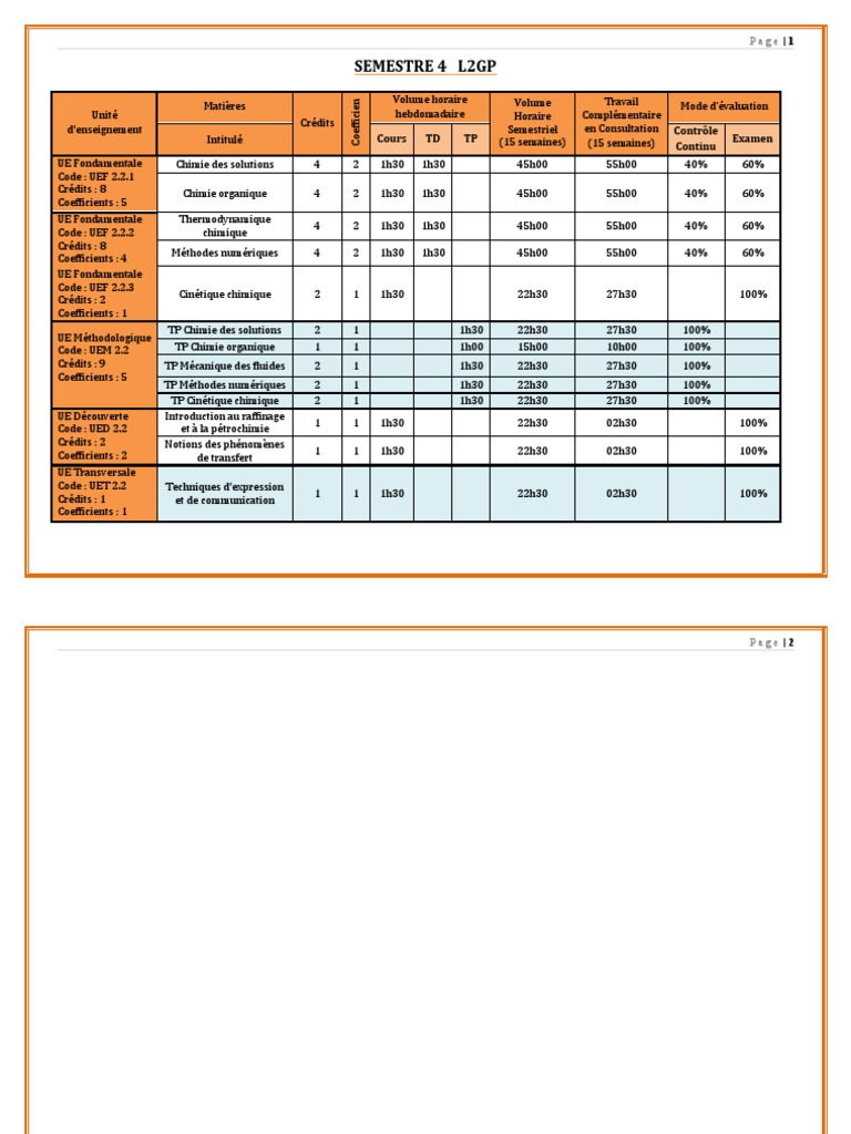 CANEVAS SEMESTRE 4 L2 GP | PDF