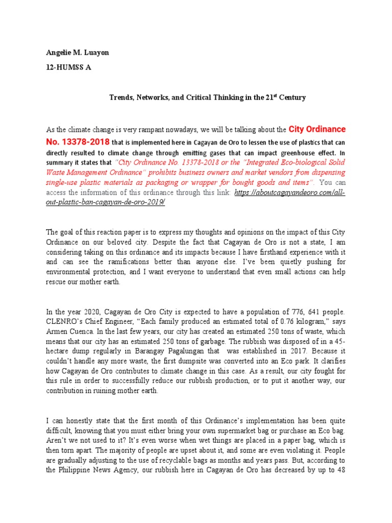 Reaction Paper For Climate Change | PDF