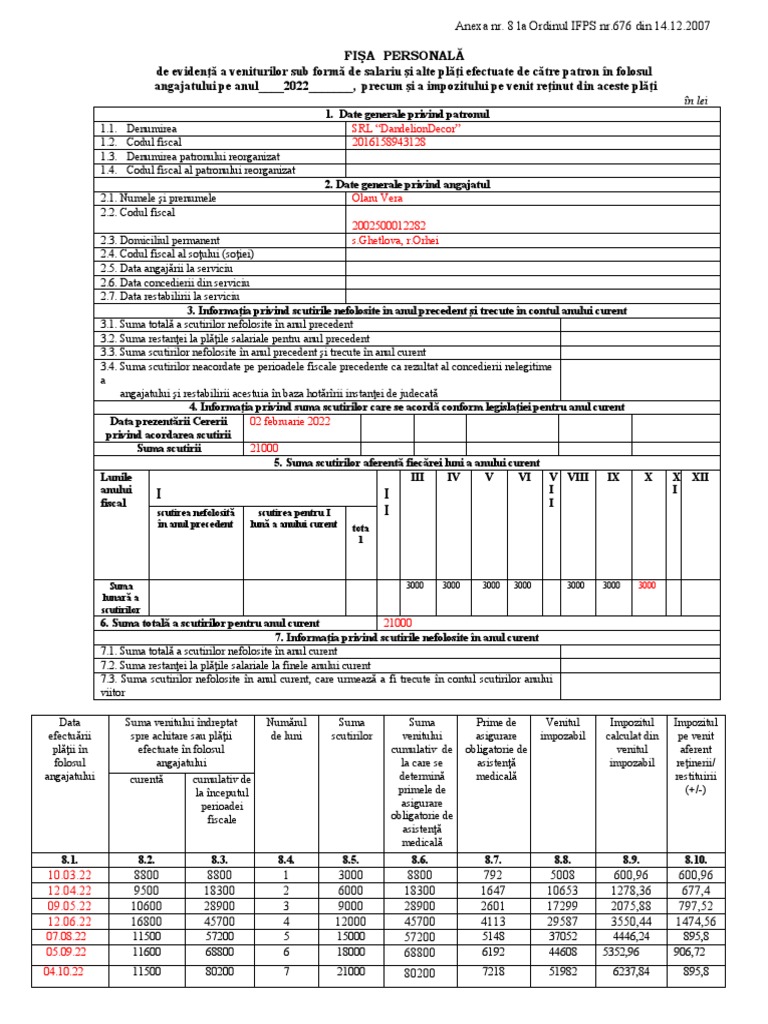 Fisa Personala | PDF