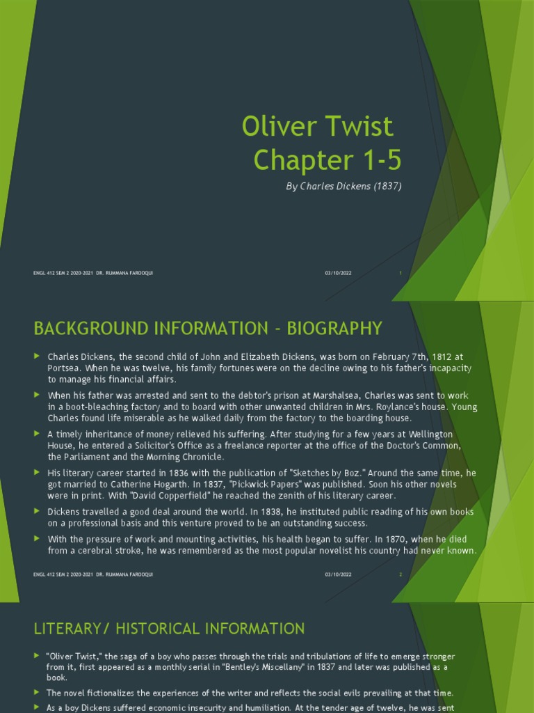 Oliver Twist: Chapters 1-5 Summary | PDF | Oliver Twist | Charles Dickens