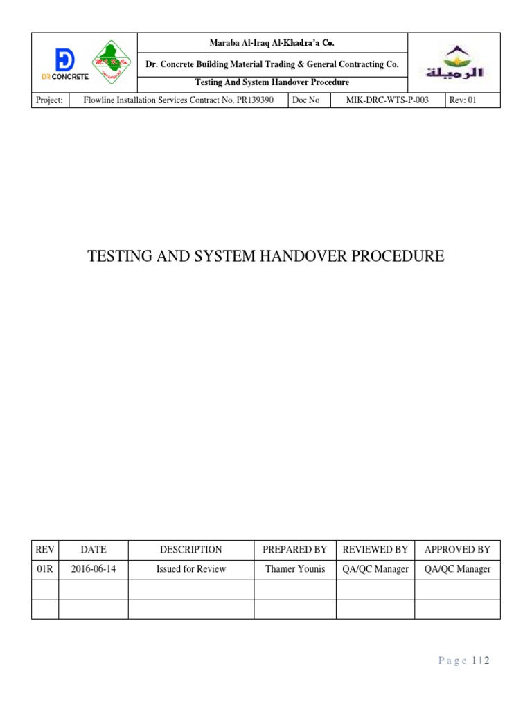 Testing and System Handover Procedure | PDF
