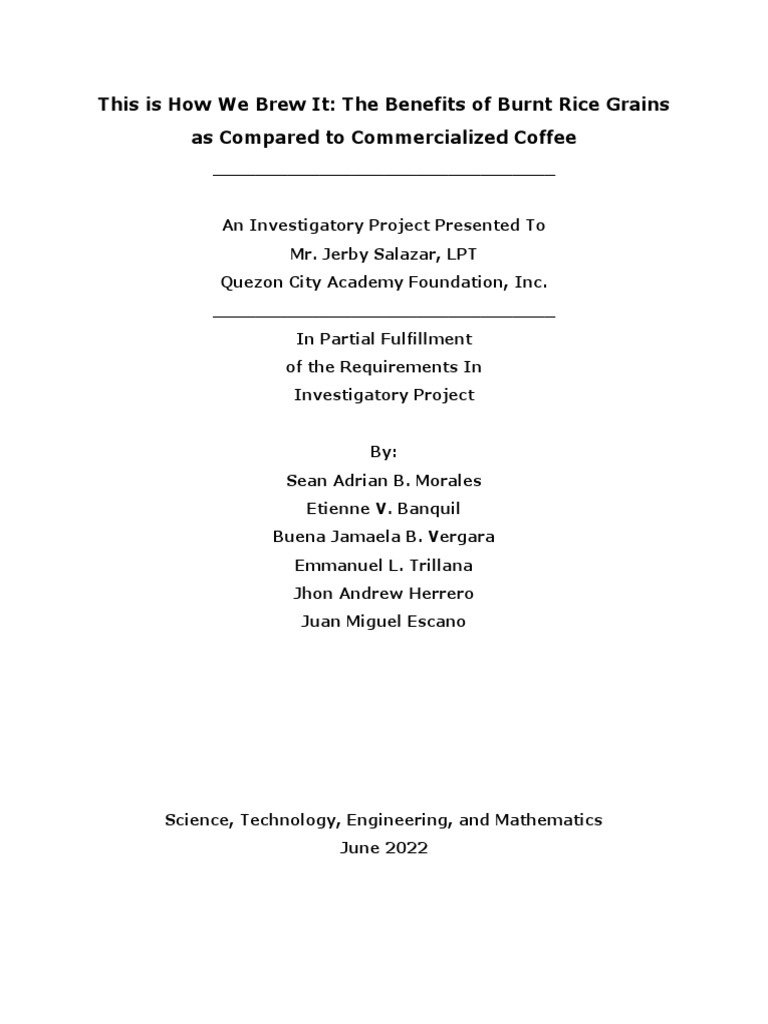 Group 5 Final Output | PDF | Caffeine | Coffee
