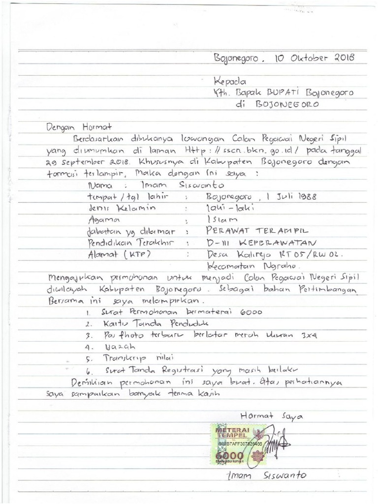 Surat Lamaran Imam - Compressed | PDF