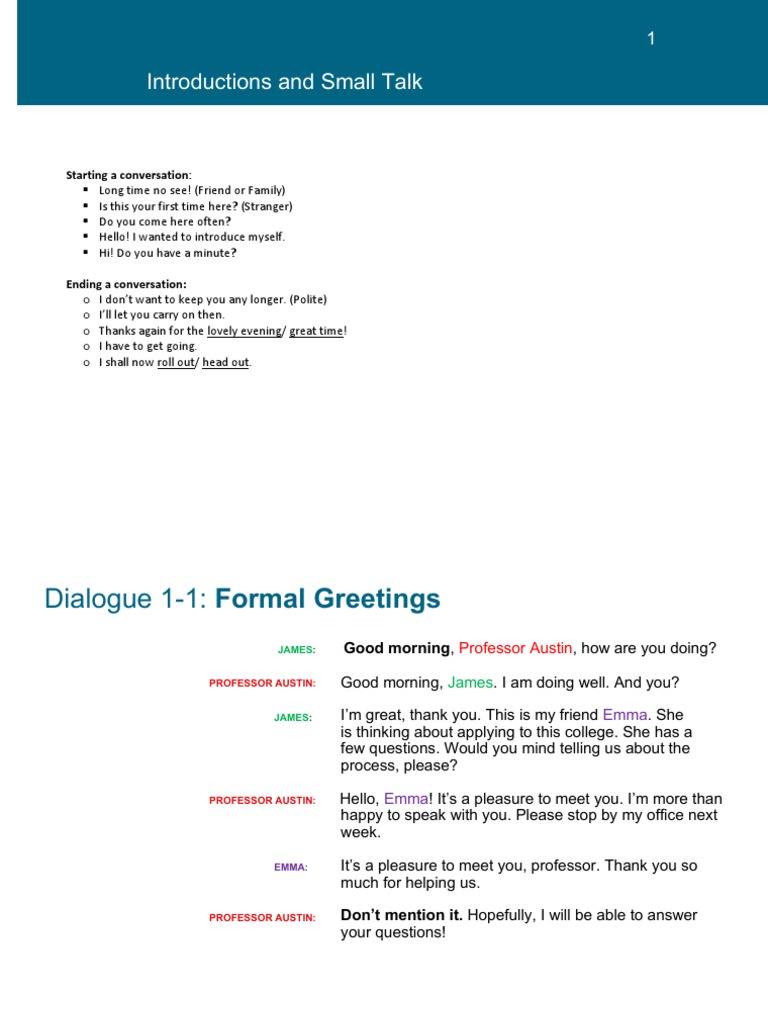 Conversation Starters and Introductions | PDF | Stress (Linguistics ...