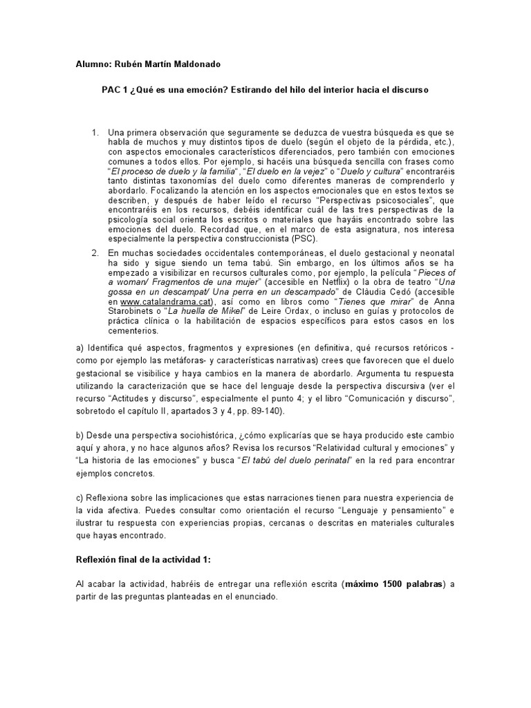 Pac 1 | PDF | Experiencia | Dolor