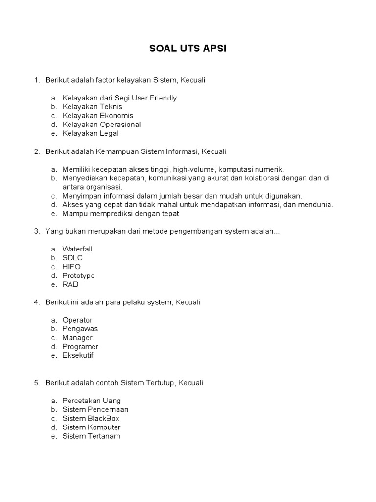 Soal Uts Apsi-2 | PDF