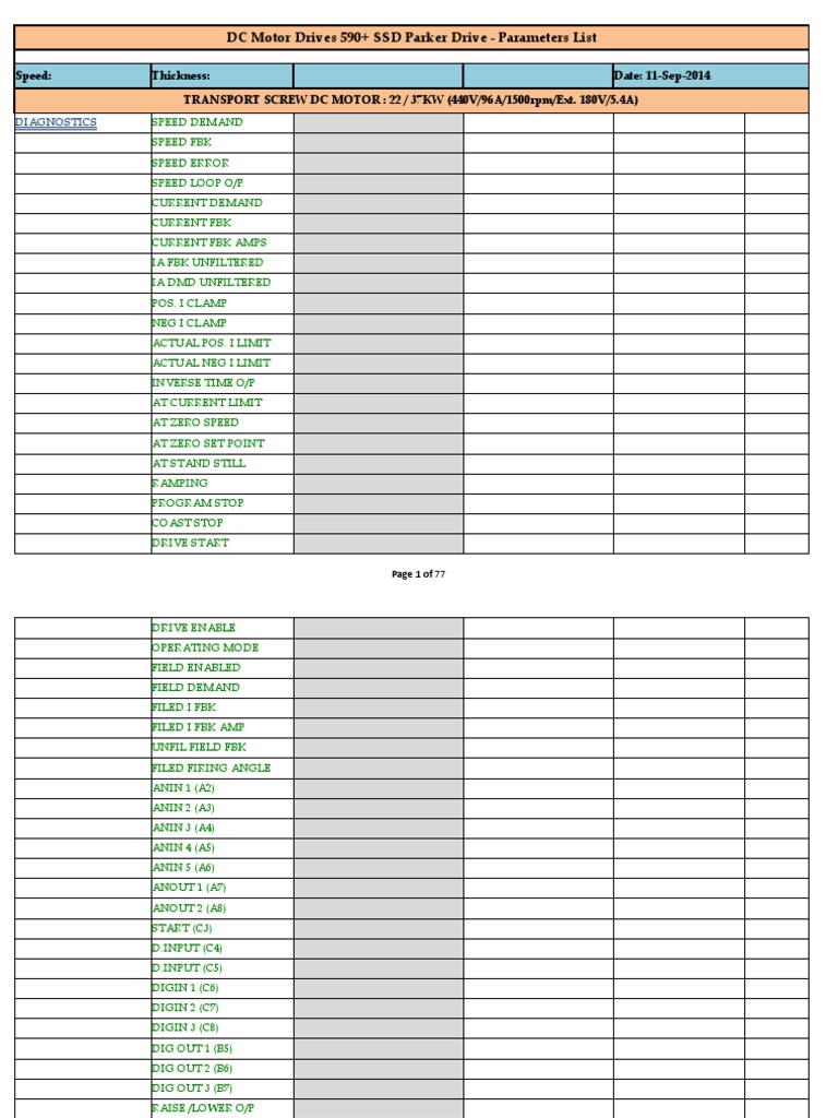 DC Motor Drives Parameters List | PDF | Torque | Electrical Engineering